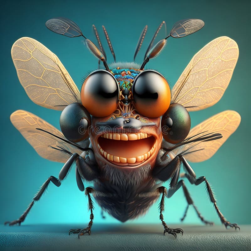 Matte Caricature Image of of a Smiling Happy Fly Portrait. Stock ...