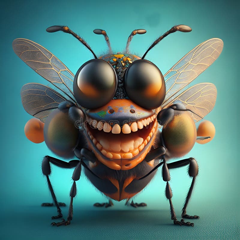 Matte Caricature Image of of a Smiling Happy Fly Portrait. Stock ...