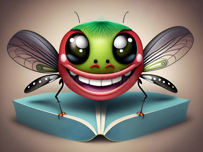 Matte Caricature Image of of a Smiling Happy Fly Portrait. Stock ...