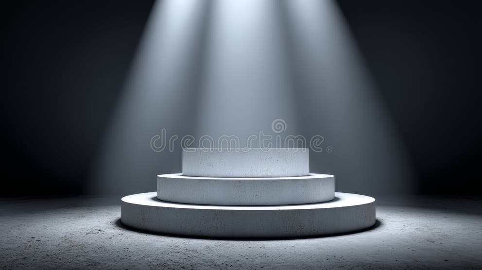Matte Circular 3D Pedestal Display with Spotlight in Dark Studio ...