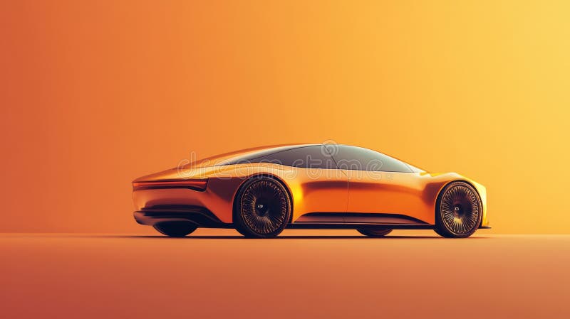 Matte Copper Futuristic Autonomous Car Isolation on an Orange ...