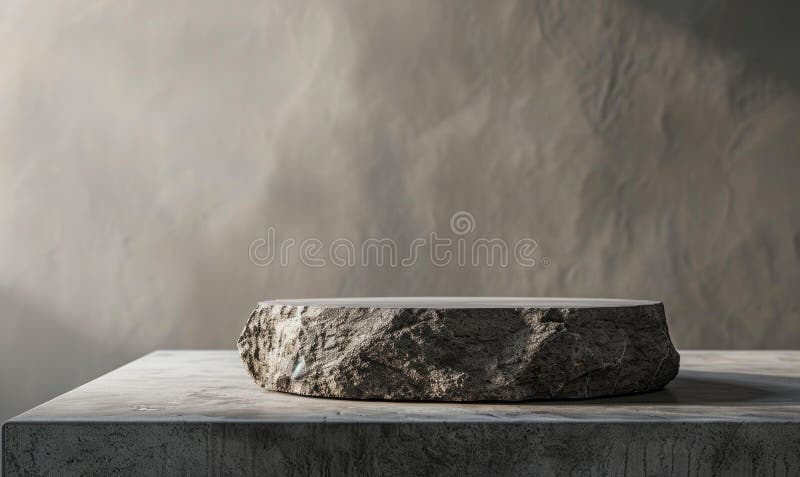 A Matte Gray Stone Pedestal on a Concrete Table, with a Subtle Gradient ...