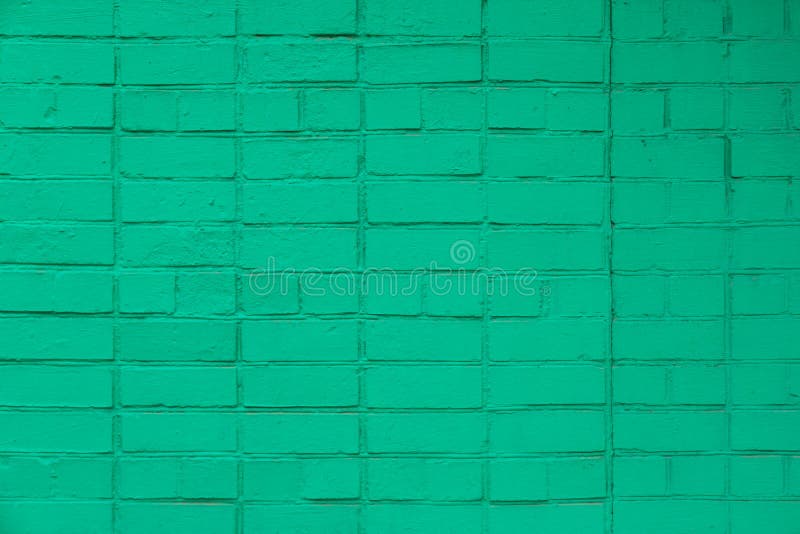 Matte Green Painted Brick Wall Full Frame Flat Background and Texture ...