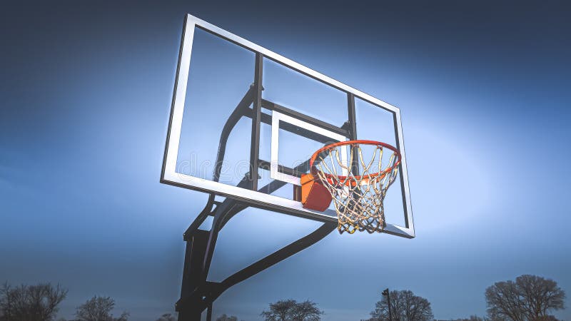 Matte on Low Angle Basketball Hoop Stock Image - Image of clear, match ...
