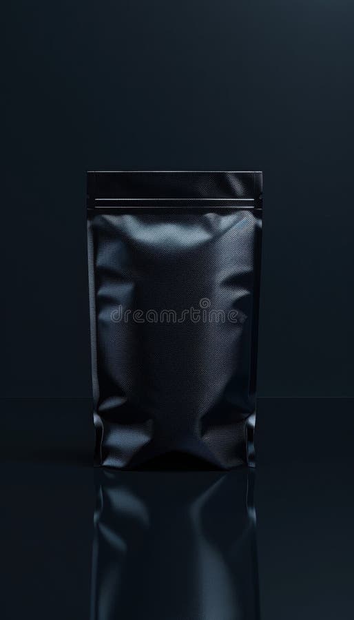 Matte Navy Blue Pouch Mockup on Reflective Surface for Premium ...