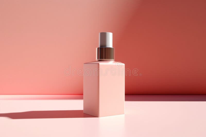 Matte Pink Perfume Bottle with Shadows on Pink Background Stock Image ...