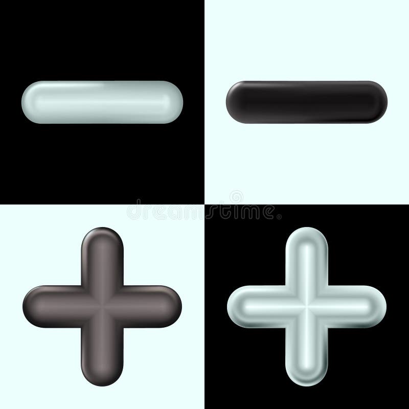 Plus and Minus Blue Glowing Neon Ui, Ux, Icon. Matematical Symbol. Ad ...