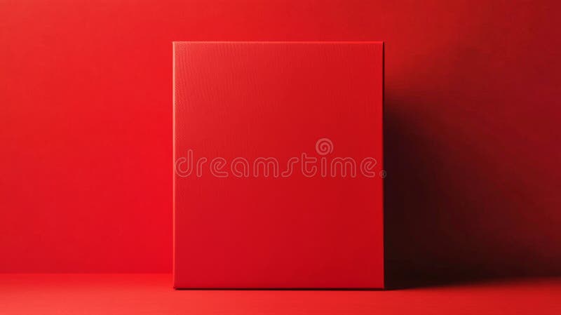Matte Red Box Mockup Set Against Bold Red Background in Minimalist ...