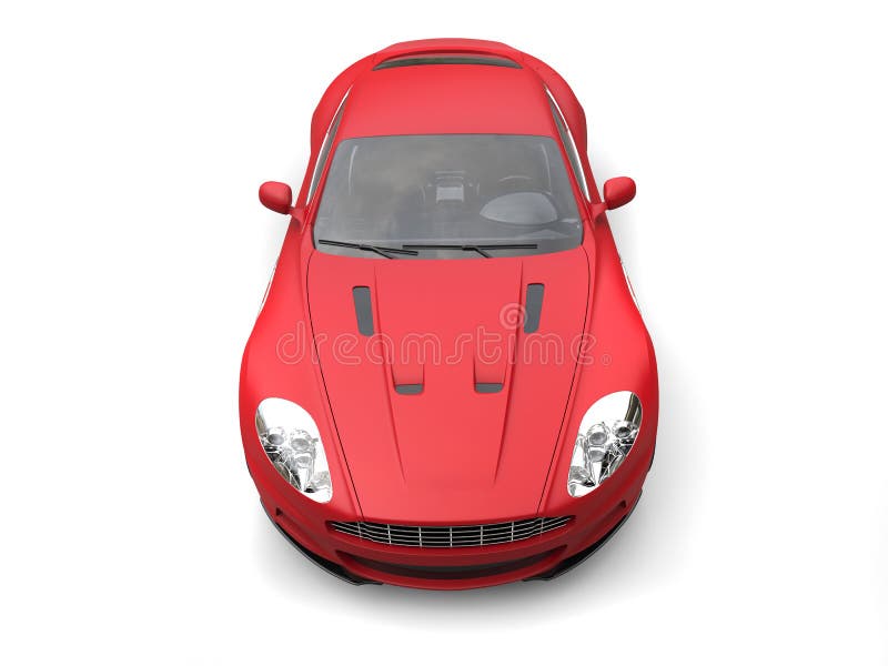 Matte Red Modern Luxury Sports Car - Top Down View Stock Illustration ...