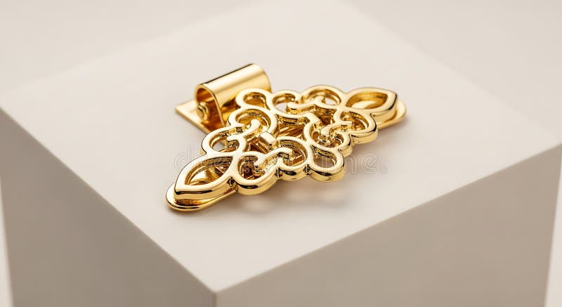 Gold-plated Decorative Wall Hook with an Intricate, Symmetrical Design ...