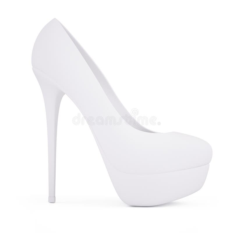 Matte White High Heel Shoes Isolated on White Stock Illustration ...