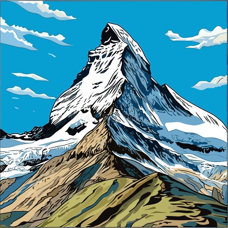 Matterhorn Hand-drawn Comic Illustration. Matterhorn. Vector Doodle ...