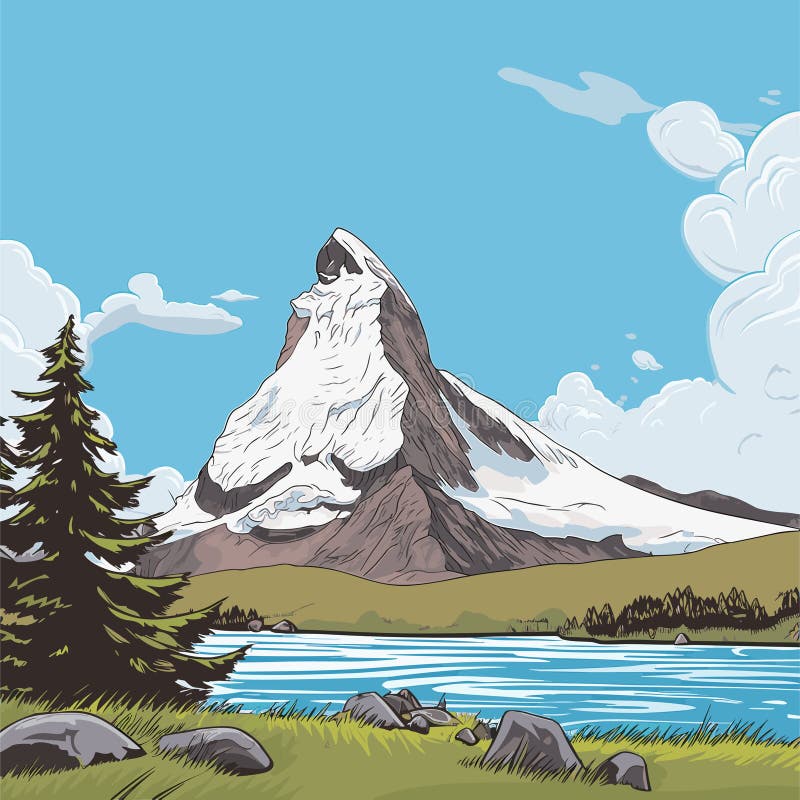 Matterhorn Hand-drawn Comic Illustration. Matterhorn. Vector Doodle ...