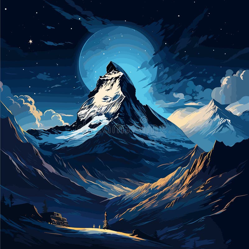 Matterhorn Hand-drawn Comic Illustration. Matterhorn. Vector Doodle ...