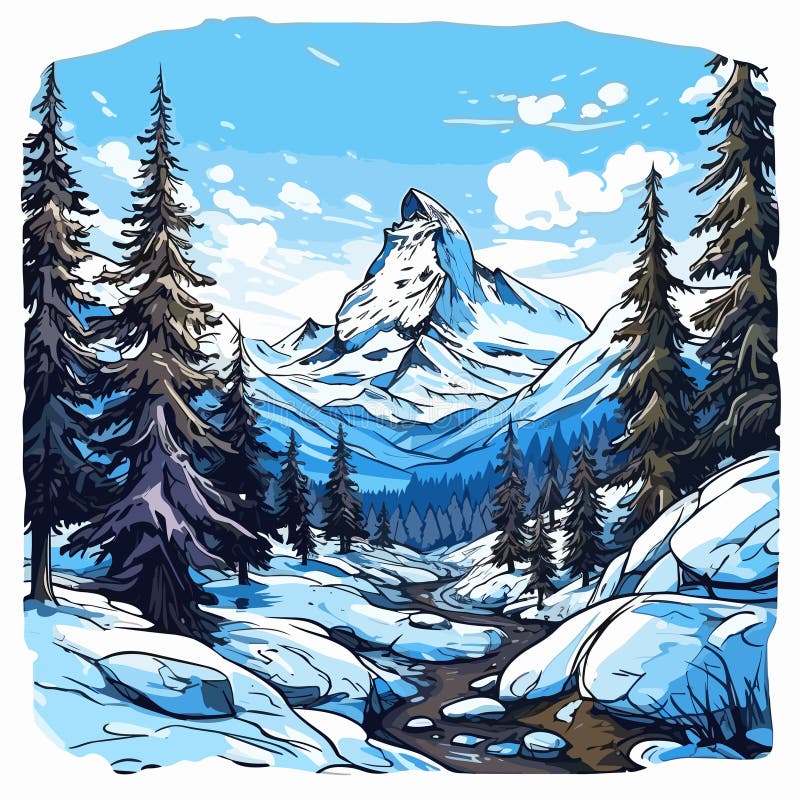 Matterhorn Hand-drawn Comic Illustration. Matterhorn. Vector Doodle ...