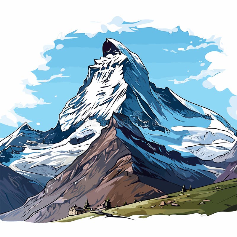 Matterhorn Hand-drawn Comic Illustration. Matterhorn. Vector Doodle ...