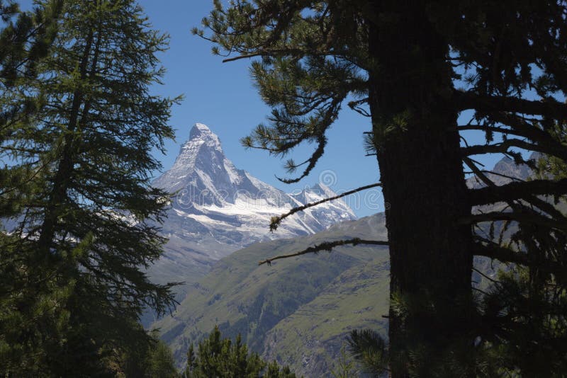 The Matterhorn Peak Over the Mattertal Valley in Walliser Aslps Stock ...
