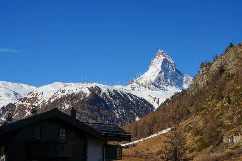 Matterhorn in Spring, Zermatt Stock Image - Image of cottage, mountains ...