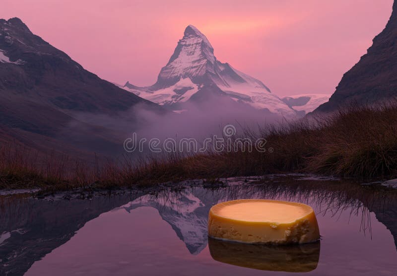 Matterhorn Sunrise with Cheese Reflection Stock Illustration ...