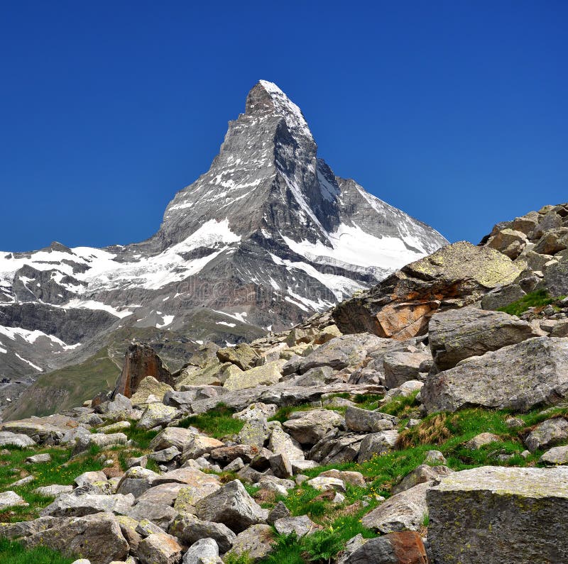 Matterhorn - Swiss Alps stock photo. Image of blue, rocky - 18560406