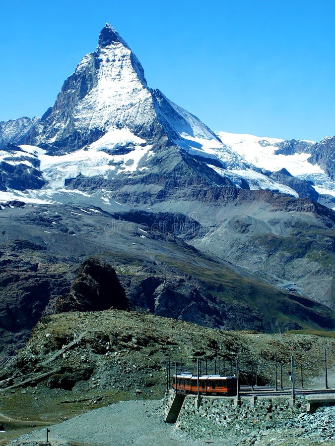 Matterhorn with train stock photo. Image of pyramids, alpine - 115192