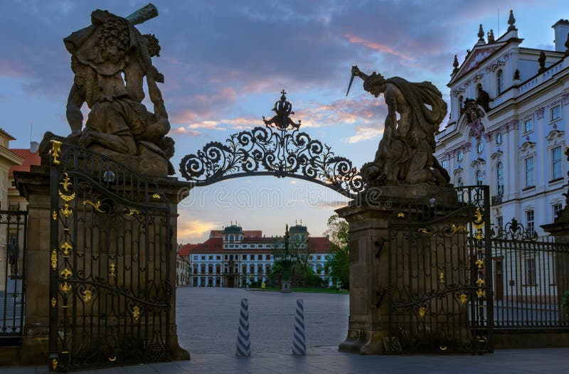 Matthias Gate of Castle in Hradcany, Prague Stock Image - Image of ...