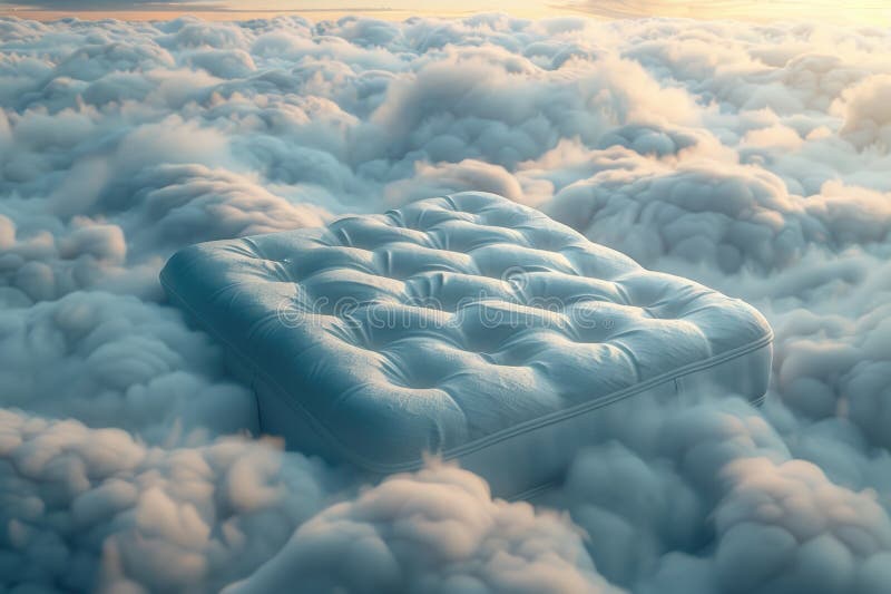 A Mattress Floating in a Sky Filled with Clouds. Can Be Used for Dream ...
