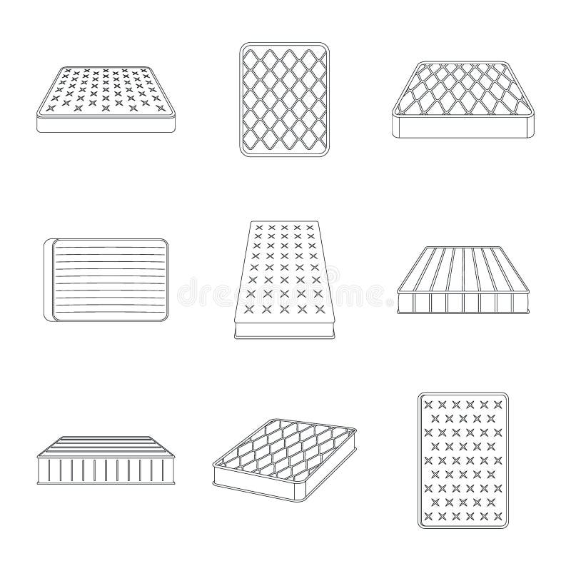 Mattress Squab Bedding Icons Set, Outline Style Stock Vector ... Mattress Squab Bedding Icons Set, Outline Style Stock Vector ...