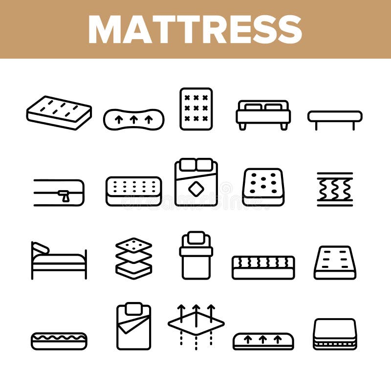 Mattress Types and Material Vector Linear Icons Set Stock Vector ...