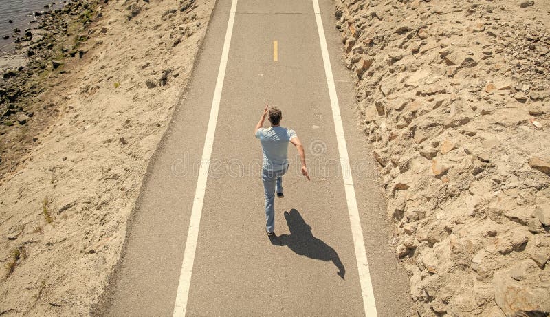 Mature Athletic Guy Running on Road Outdoor, Competition Stock Photo ...
