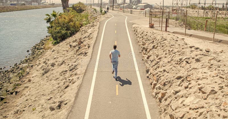 Mature Athletic Man Running on Road Outdoor, Sprinter Stock Image ...