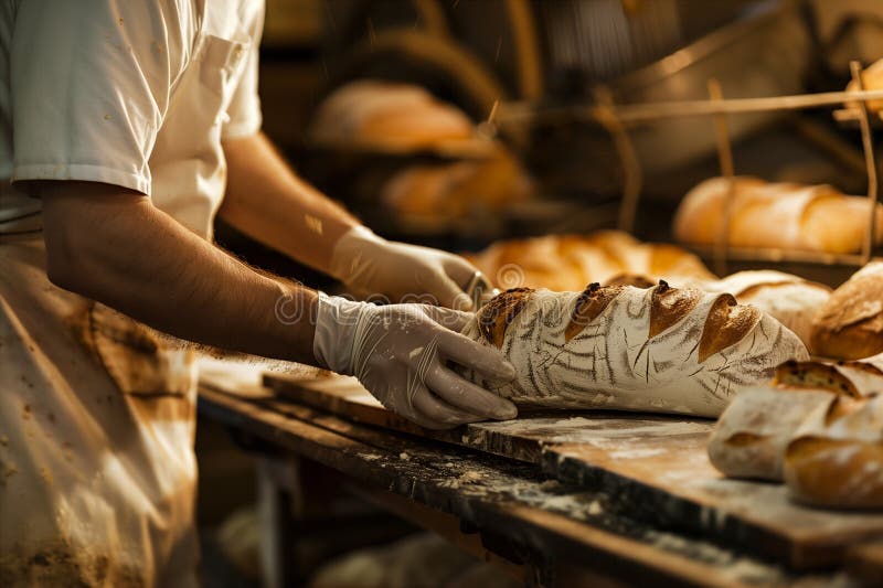 Mature Baker at Stove Bakery Making Bread. Generative AI Stock Image ...