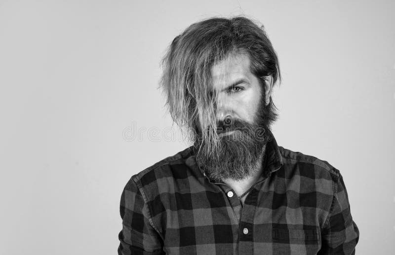 Mature Bearded Man Looking Casual Trendy Male Beauty Stock Image