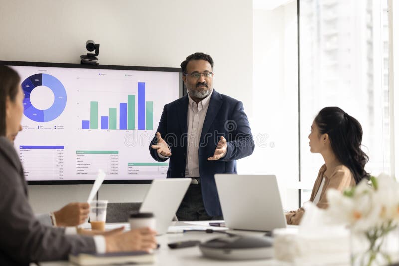 Mature Business Executive Leading Presentation for Partners Stock Image ...