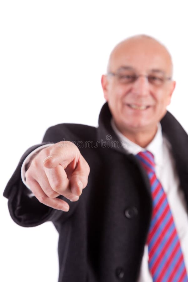 Mature Business Man Pointing Forward Stock Image - Image of casual ...