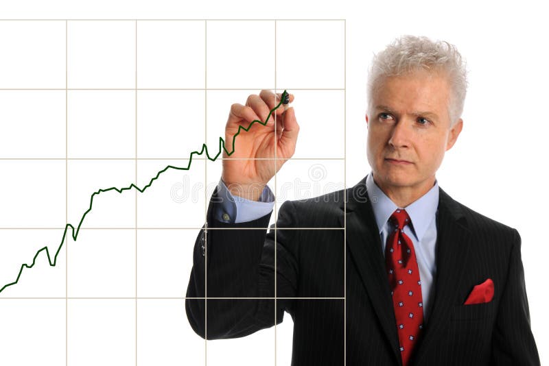 Businessman with Chart Graphs on Tablet Stock Photo - Image of ...