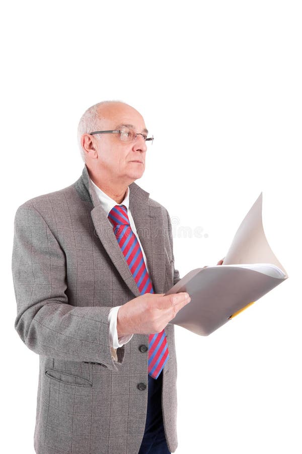 Mature Businessman Looking at Document Stock Image - Image of glasses ...