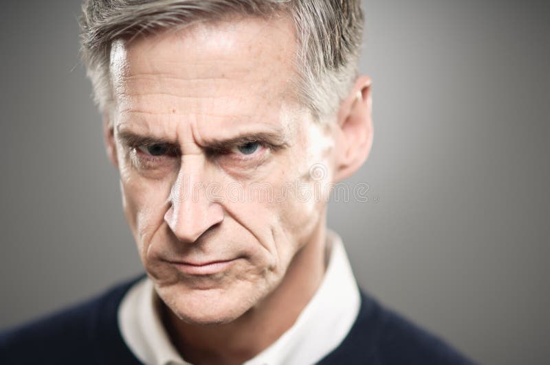 Mature Caucasian Man with an Angry Stare Stock Image - Image of clean ...