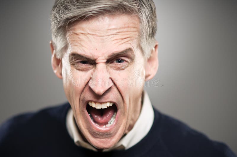 Mature Caucasian Man with an Angry Stare Stock Photo - Image of quiet ...