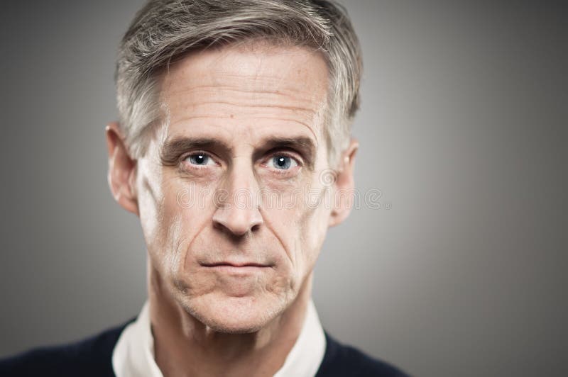 Mature Caucasian Man with Blank Expression Portrait Stock Image - Image ...
