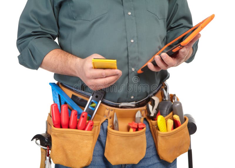 Mature Contractor and Notebook Stock Photo - Image of cottage ...