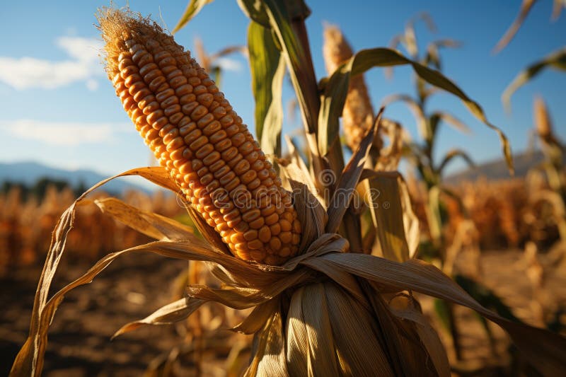 Mature Corn Spike in a Field for the Ha Stock Illustration ...