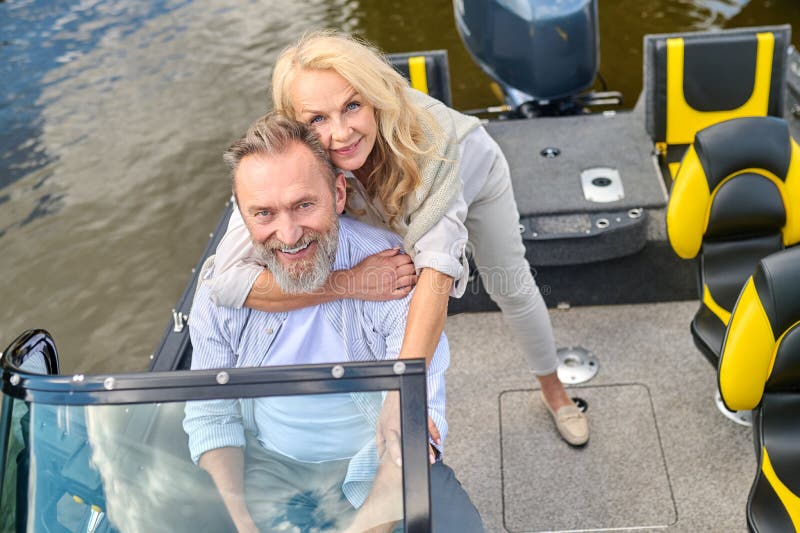 A Mature Couple Having a Weekend on a River and Looking Happy Stock ...