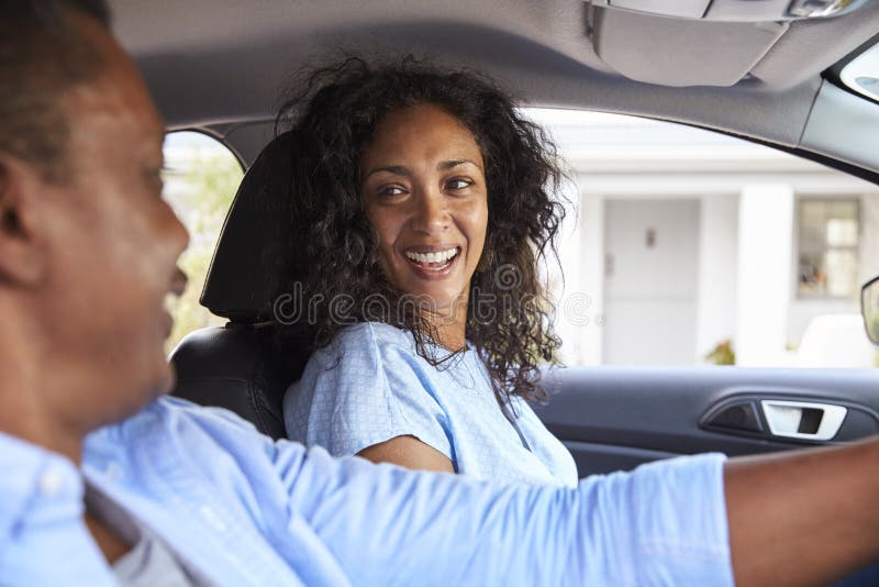 Mature Couple Sitting in Car on Road Trip Stock Image - Image of aged ...