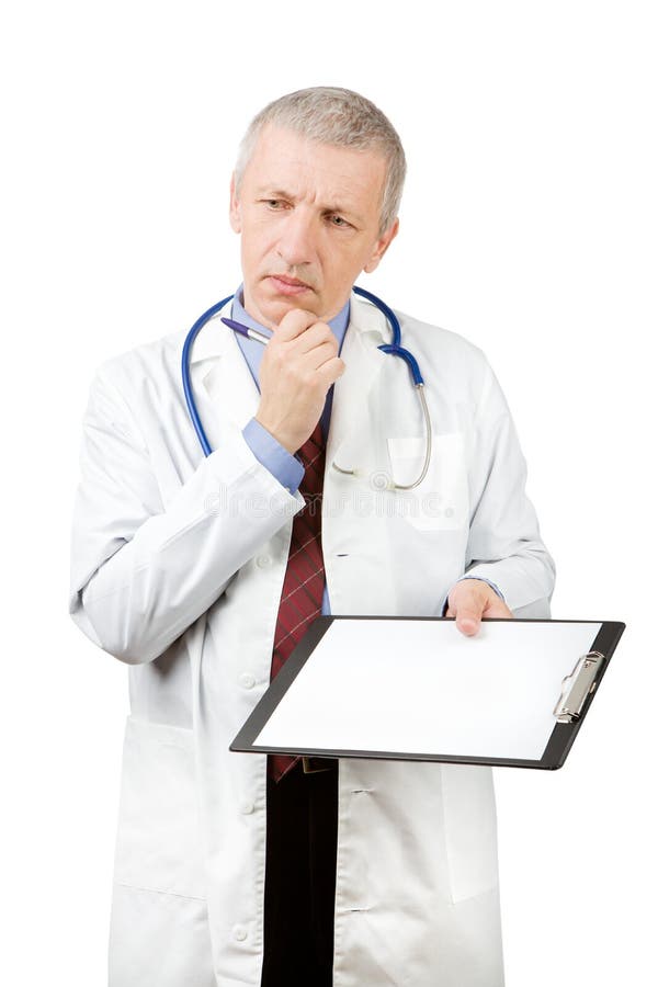 Mature Doctor with Blank Sheet of Paper Stock Photo - Image of necktie ...