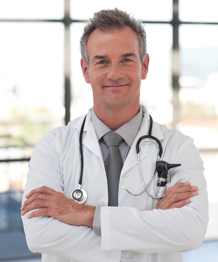 Senior Mature Doctor Working Stock Image - Image of heal, desk: 9166677