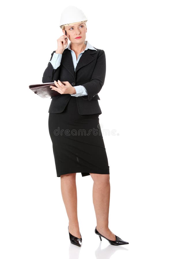 Mature engineer woman. stock image. Image of document - 19417243