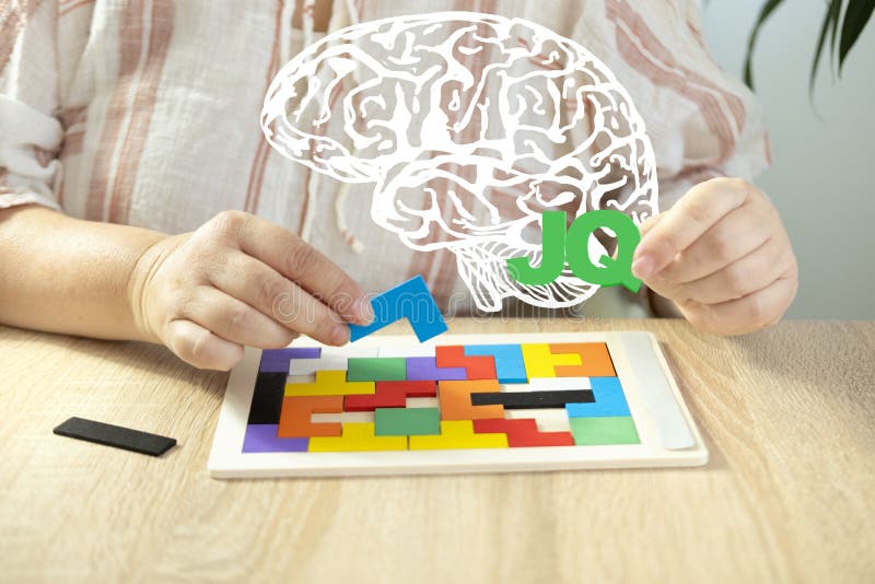 Mature Female Hands Manipulate Word IQ, Intelligence Quotient ...