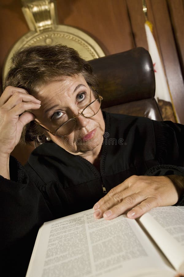 Female Judge Standing in Court Room Stock Photo - Image of black ...