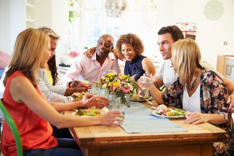Mature Friends Sitting Around Table Dinner Party Stock Photos - Free ...